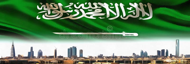 Riyadh City with Saudi Arabian Flag. Stock Illustration - Illustration ...