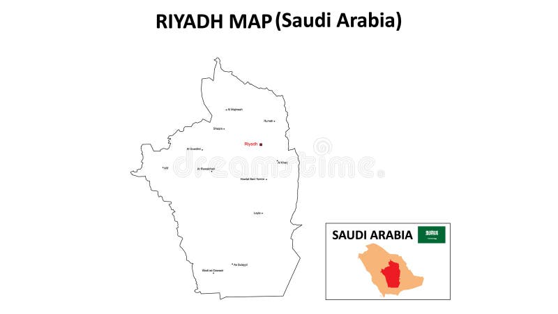 Riyadh Map. Riyadh Map of Saudi Arabia with White Background and All ...