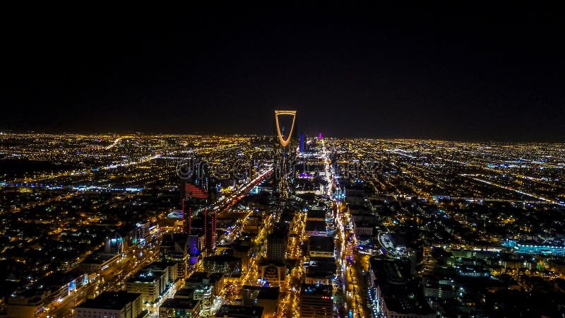Riyadh Saudi Arabia at Night from the Sky Stock Image - Image of night ...