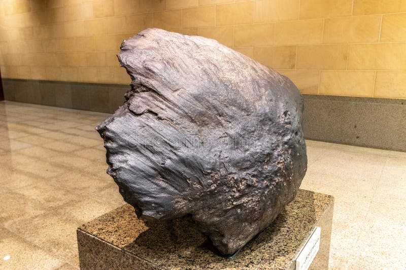 RIYADH, SAUDI ARABIA - NOVEMBER 29, 2021: Iron Meteorite in the ... RIYADH, SAUDI ARABIA - NOVEMBER 29, 2021: Iron Meteorite in the ...