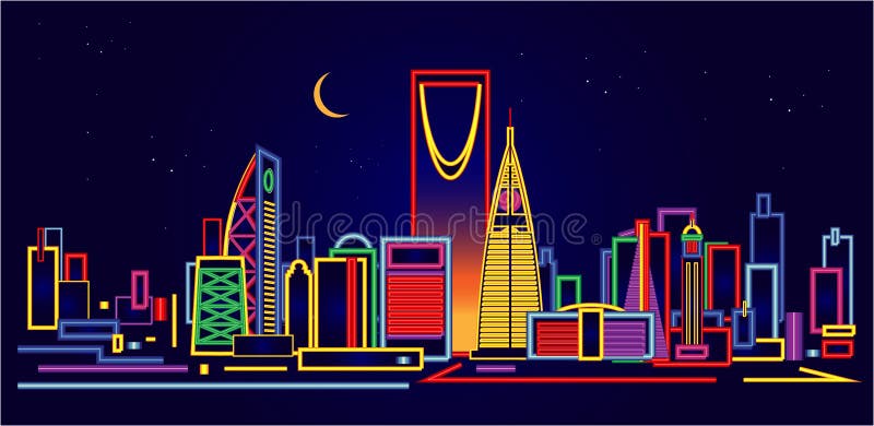Riyadh Saudi Arabia Skyline Vector Illustration Stock Vector ...