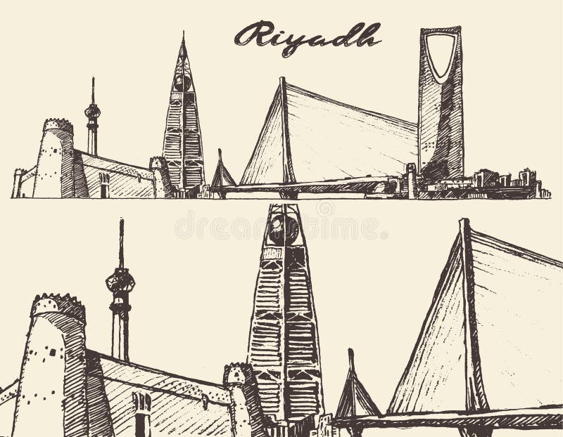 Riyadh Skyline Engraved Vector Hand Drawn Sketch Stock Vector ... Riyadh Skyline Engraved Vector Hand Drawn Sketch Stock Vector ...