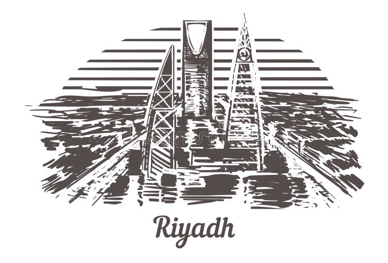 Riyadh Skyline Hand Drawn. Riyadh Sketch Style Vector Illustration ...