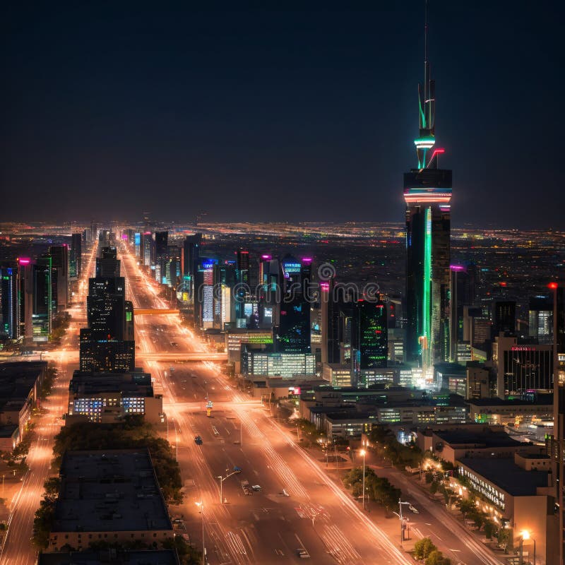 Riyadh Skyline at Night #10, Capital of Saudi Arabia Made with ...