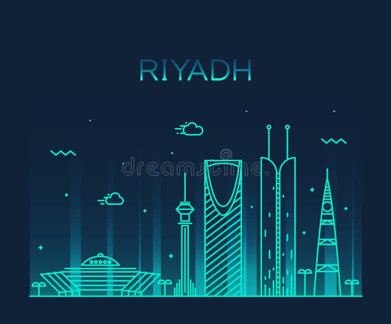 Riyadh Skyline Trendy Vector Illustration Linear Stock Vector ...