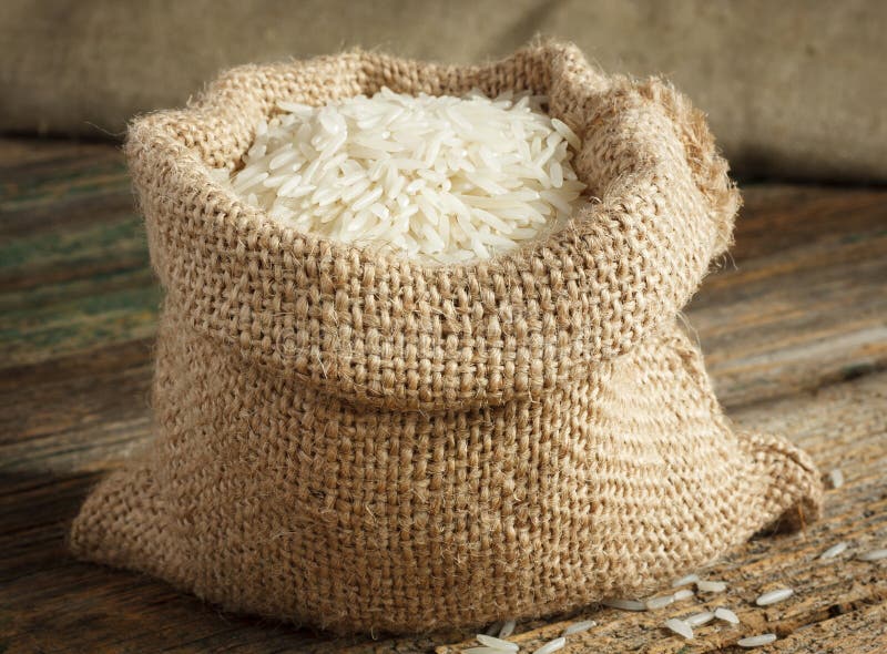 Riz Basmati Dans Un Sac De Toile De Jute Image stock - Image du long ...