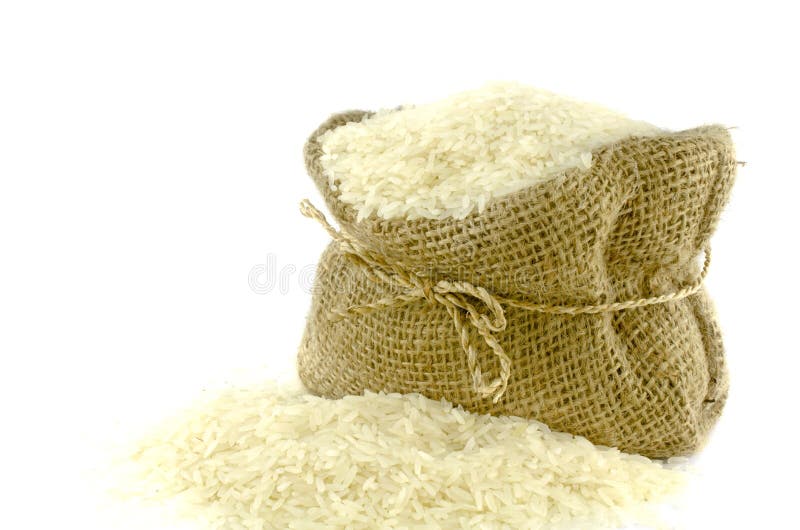 Riz dans le sac de jute image stock. Image du grand, rempli - 30917749