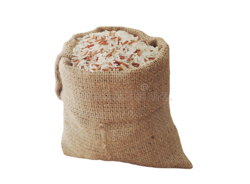 Riz Dans Le Sac D'isolement Sur Le Fond Blanc Photo stock - Image du ...