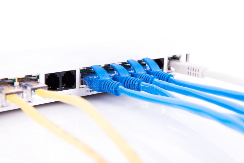 Rj45 Connected To Socket in Router Stock Photo - Image of network ...