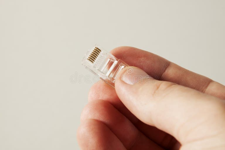 Rj45 connector on hand stock image. Image of rj45, ethernet - 95698539