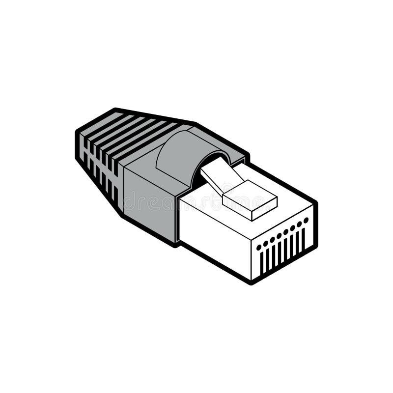 RJ45 Connector Isolated. Connector for Internet Cable Stock Vector ...