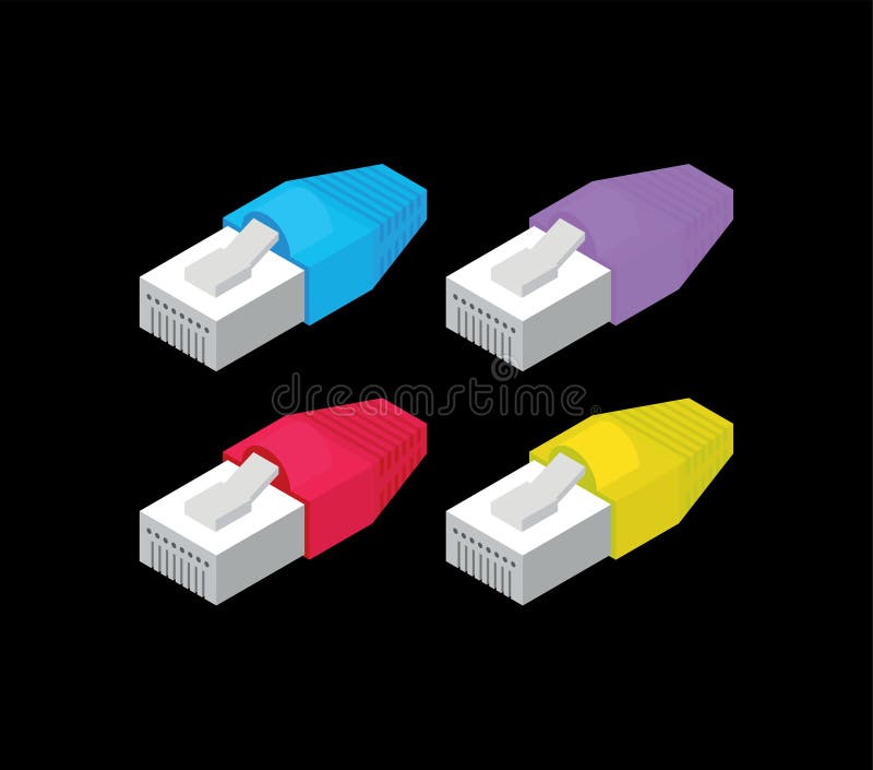 RJ45 Connector Set. Connector for Internet Cable Stock Vector ...