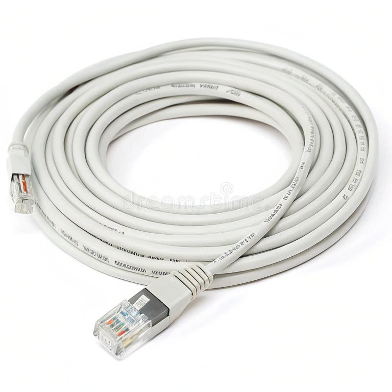 RJ45 Ethernet Network Cable Isolated on White Stock Illustration ...