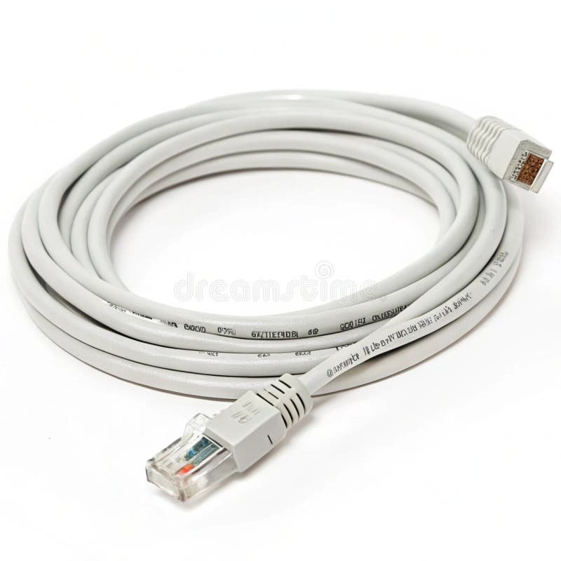 Rj45 Ethernet Network Cable Isolated on White Stock Illustration ...