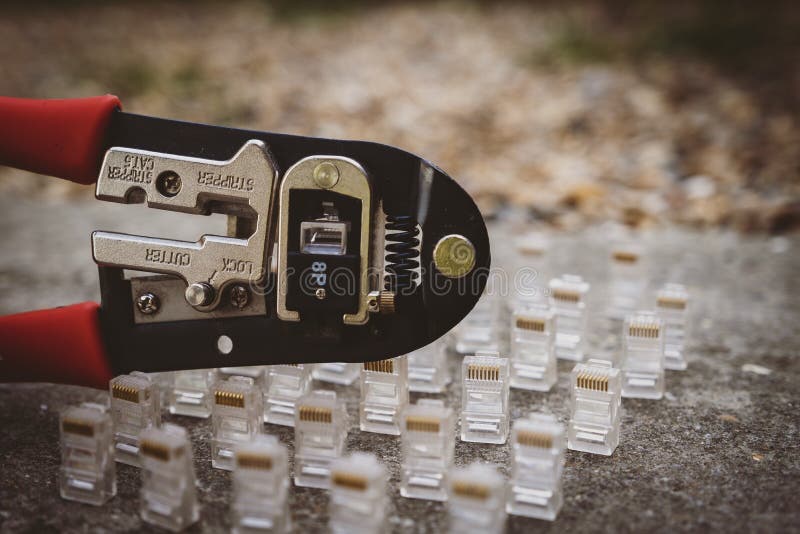 Crimping Tool with RJ45 Jack Stock Photo - Image of cross, crimptool ...