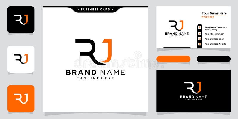 RJ or JR Letter Logo Design Template Vector Stock Vector - Illustration ...