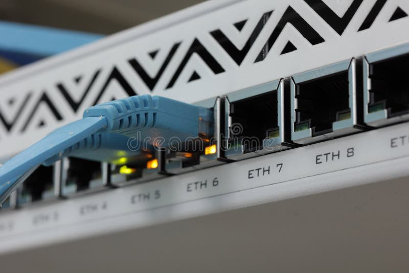 RJ45 Lan cable connected. stock photo. Image of cat5 - 43664938