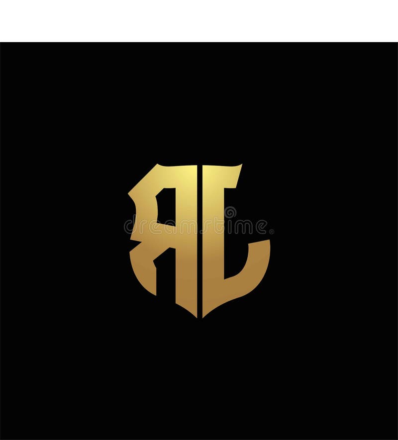RJ Logo Monogram with Gold Colors and Shield Shape Design Template ...