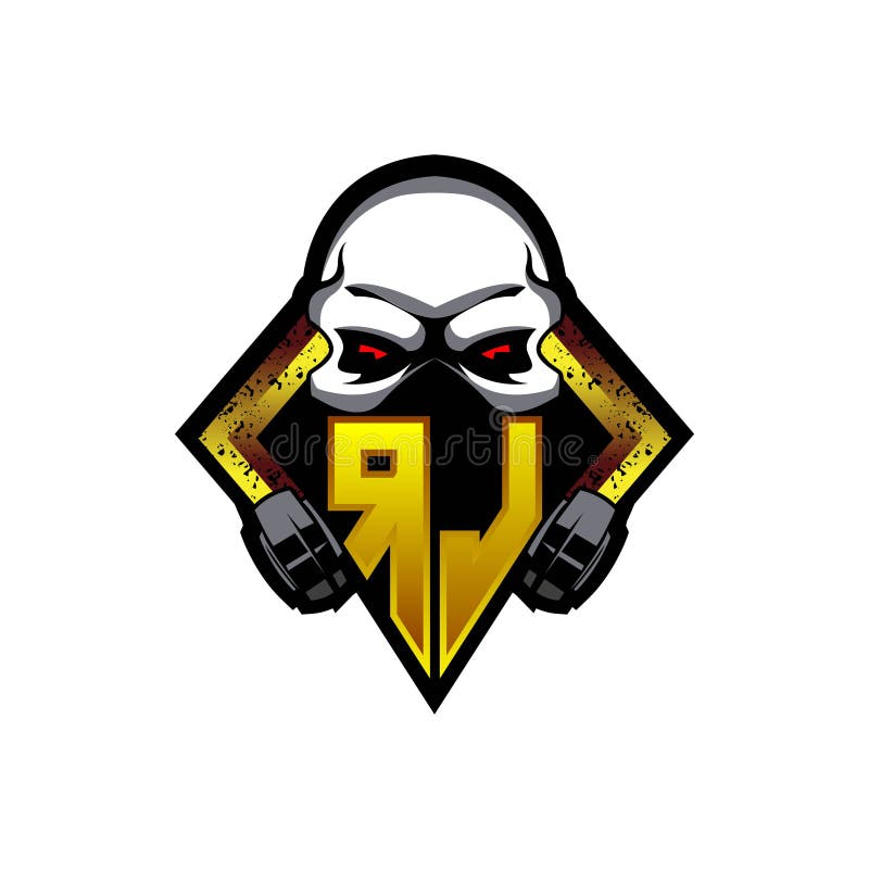 RJ Logo Monogram with Skull Shape Designs Template Stock Vector ...