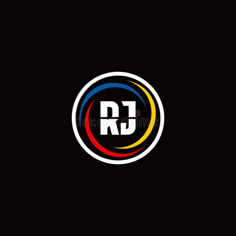 RJ Monogram Logo Isolated on Circle Shape with 3 Slash Colors Rounded ...