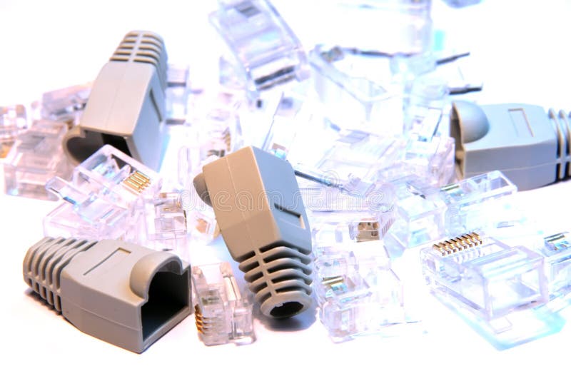 RJ45 connectors and covers stock image. Image of rj45 - 6655133