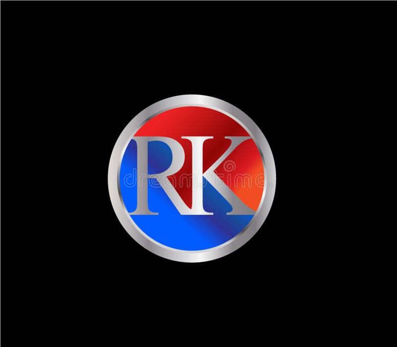 RK Initial Circle Shape Red Blue Silver Color Later Logo Design Stock ...