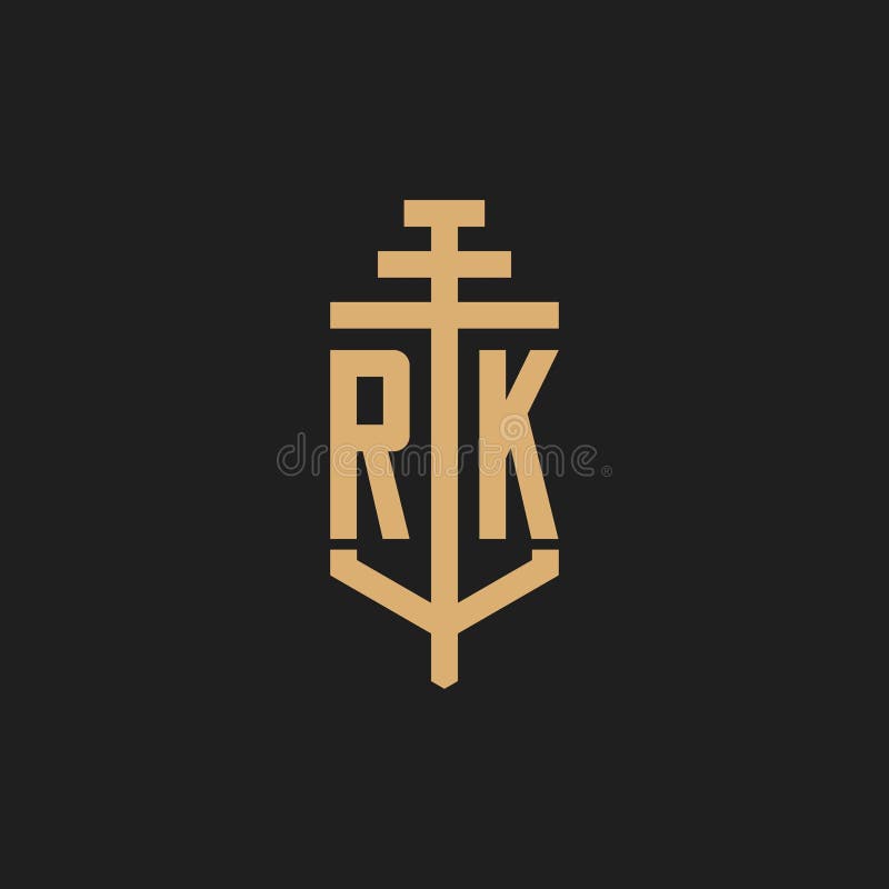 RK Initial Logo Monogram with Pillar Icon Design Vector Stock Vector ...