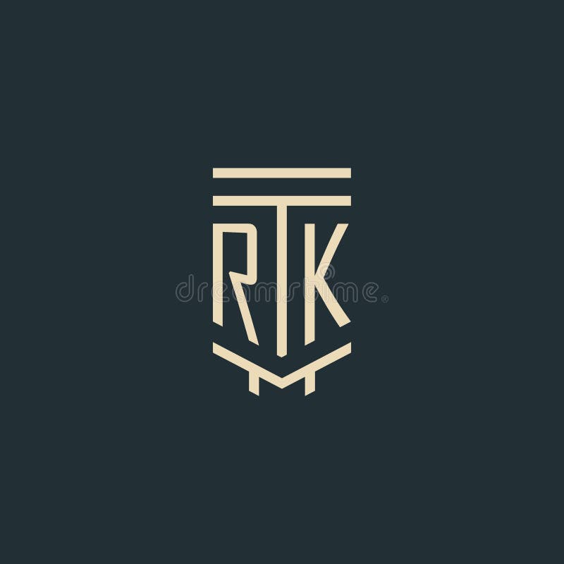 RK Initial Monogram with Simple Line Art Pillar Logo Designs Stock ...