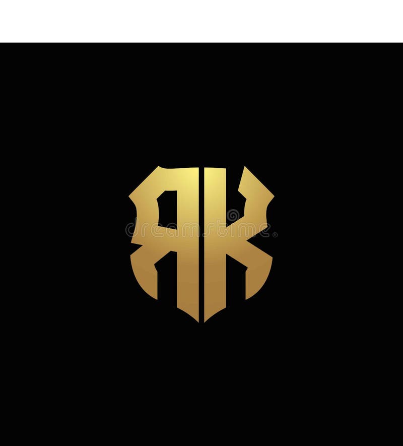 RK Logo Monogram with Gold Colors and Shield Shape Design Template ...