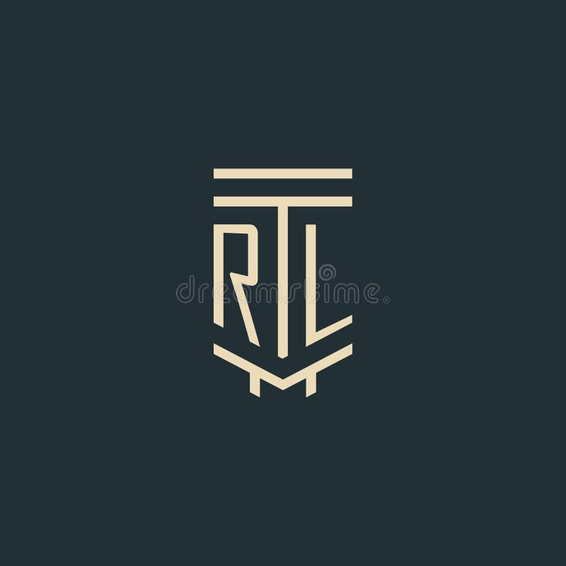 RL Initial Monogram with Simple Line Art Pillar Logo Designs Stock ...