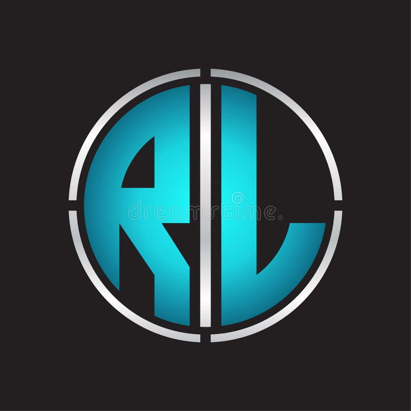 RL Logo Initial with Circle Line Cut Design Template on Blue Colors ...
