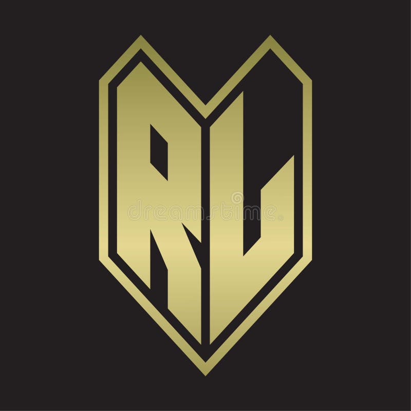 RL Logo Monogram with Emblem Line Style Isolated on Gold Colors Stock ...