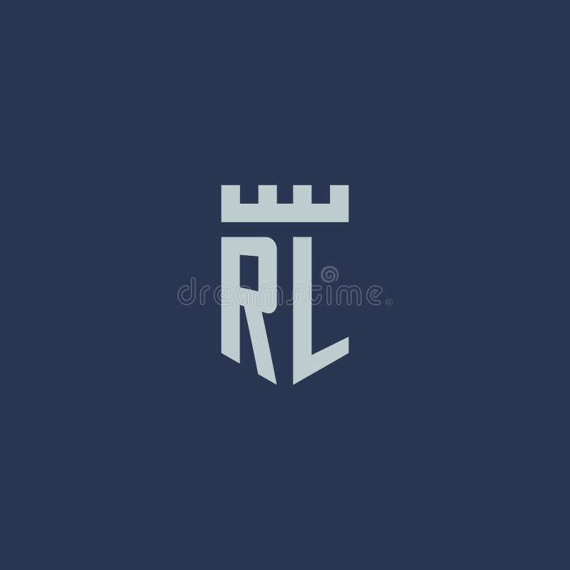 RL Logo Monogram with Fortress Castle and Shield Style Design Stock ...