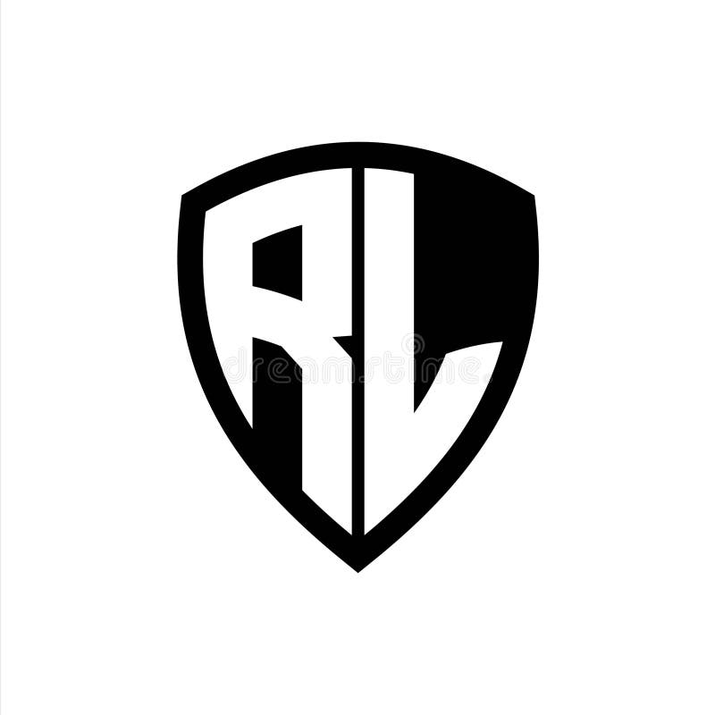 RL Monogram Logo with Bold Letters Shield Shape with Black and White ...