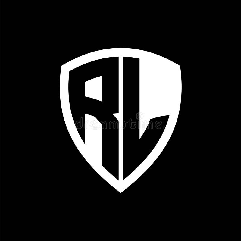 RL Monogram Logo with Bold Letters Shield Shape with Black and White ...