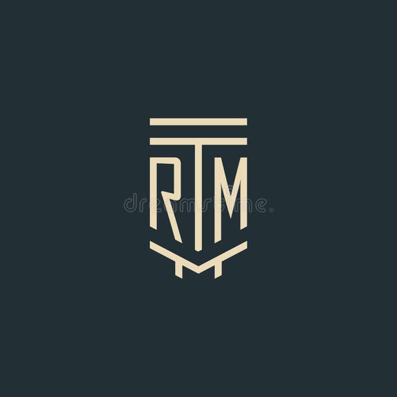 RM Initial Monogram with Simple Line Art Pillar Logo Designs Stock ...