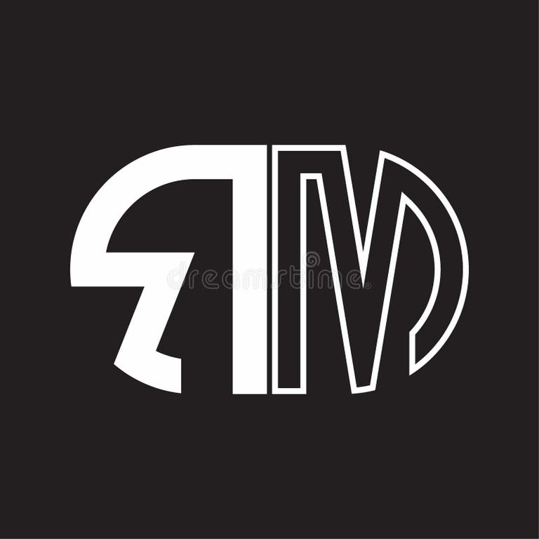 RM Letter Logo Monogram with Oval Shape Negative Space Design Template ...