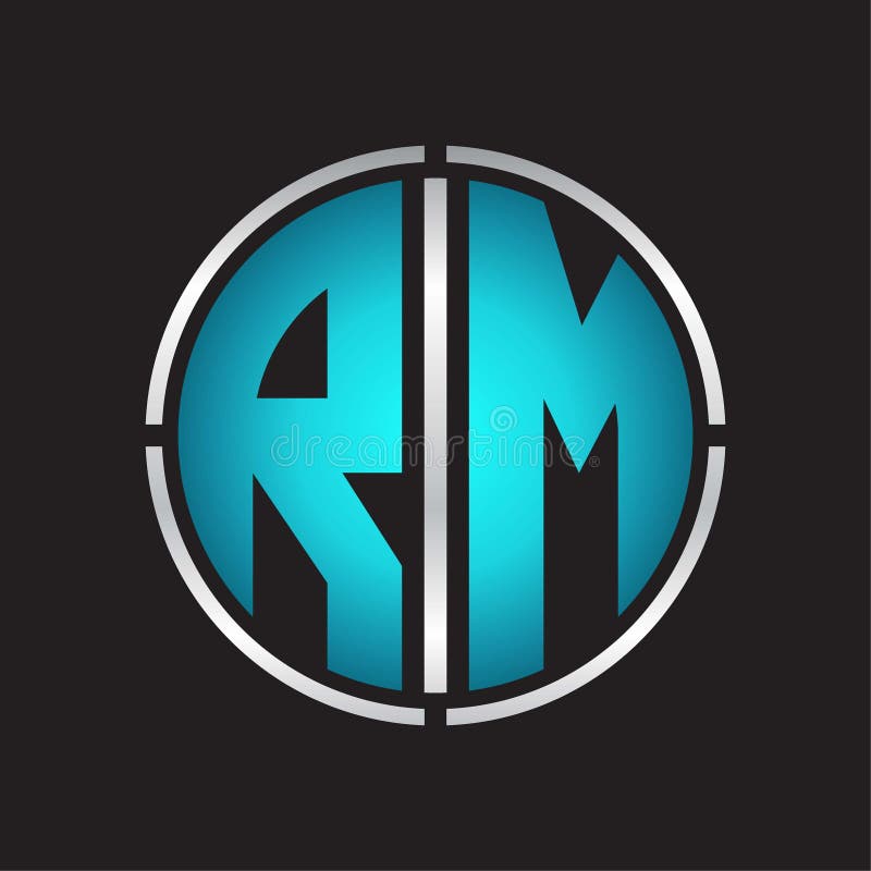 RM Logo Initial with Circle Line Cut Design Template on Blue Colors ...