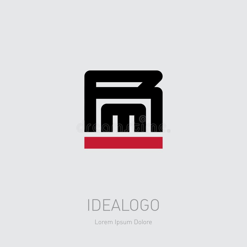 RM - Logotype with Letters and Parallel Red Lines. R and M - Initials ...