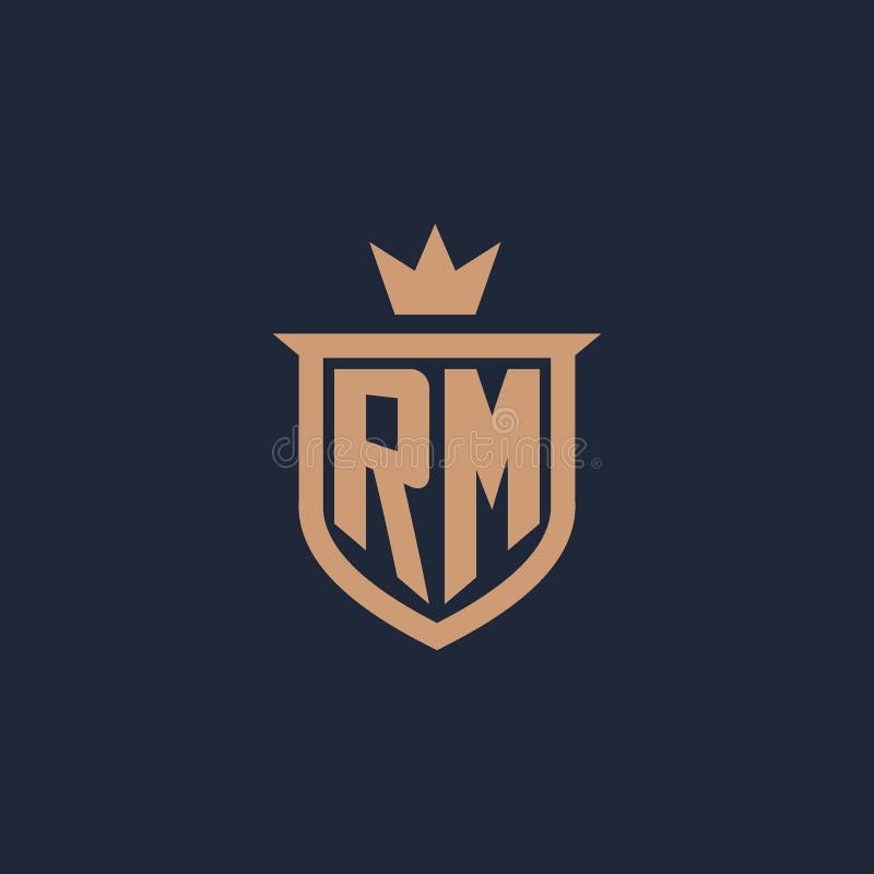 RM Monogram Initial Logo with Shield and Crown Style Stock Vector ...