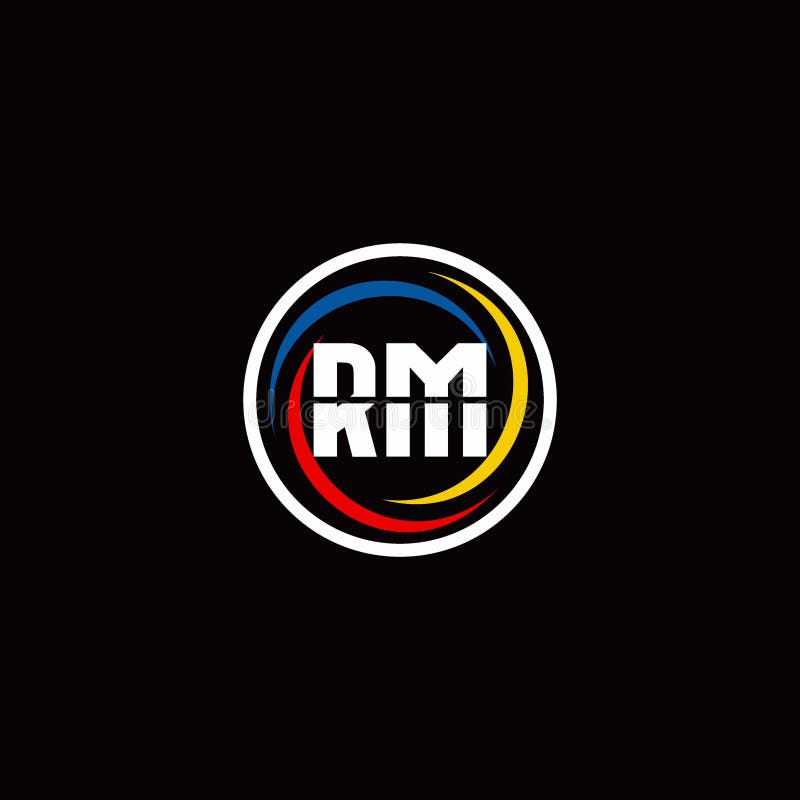 RM Monogram Logo Isolated on Circle Shape with 3 Slash Colors Rounded ...