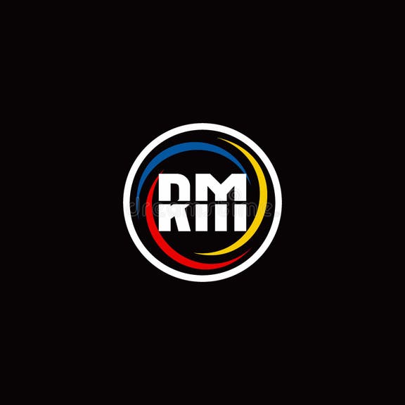 RM Monogram Logo Isolated on Circle Shape with 3 Slash Colors Rounded ...
