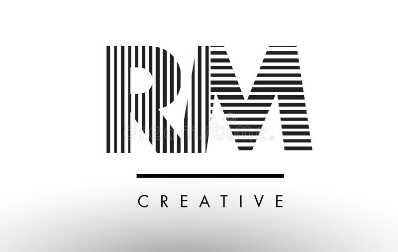 RM R M Black and White Lines Letter Logo Design. Stock Vector ...