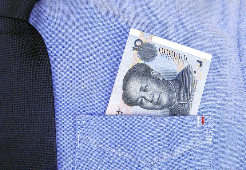 RMB Banknote in Shirt Pocket Stock Photo - Image of devaluation ...