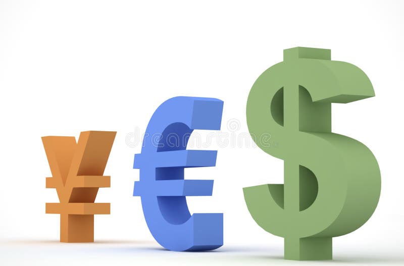 Rmb, Euro and Dollar stock illustration. Illustration of together ...