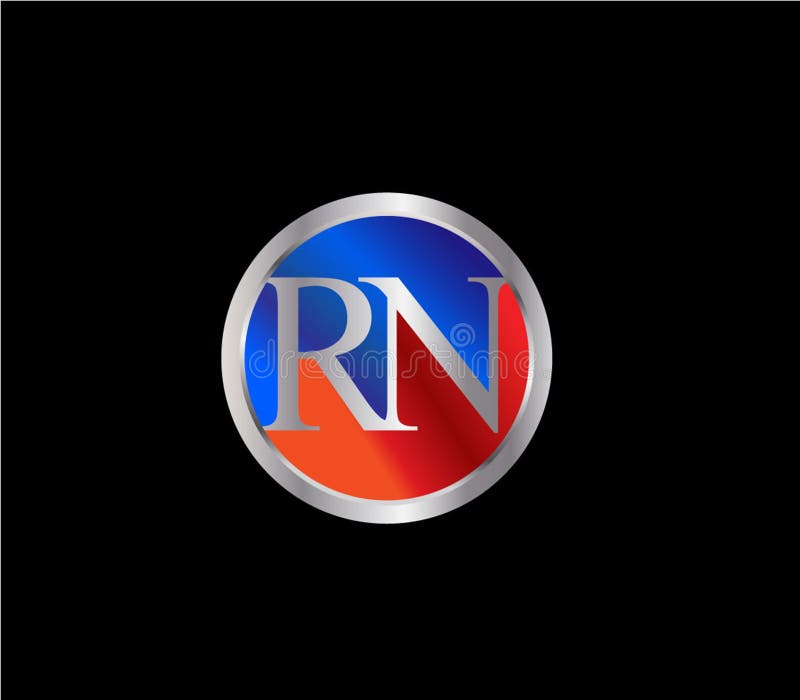 RN Initial Circle Shape Silver Red Blue Color Later Logo DesignCF Stock ...