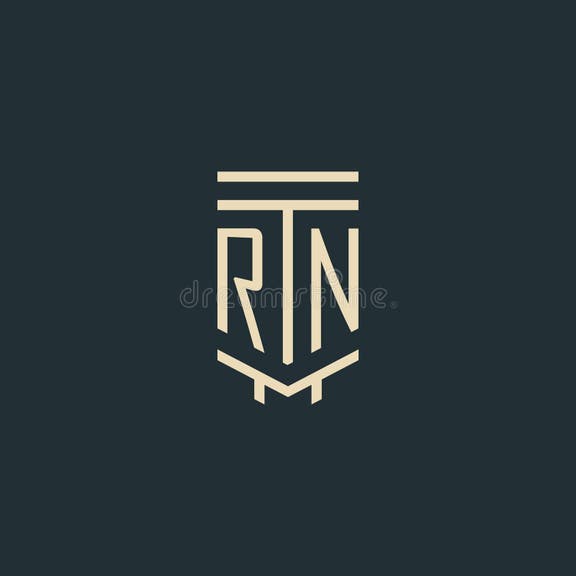 RN Initial Monogram with Simple Line Art Pillar Logo Designs Stock ...