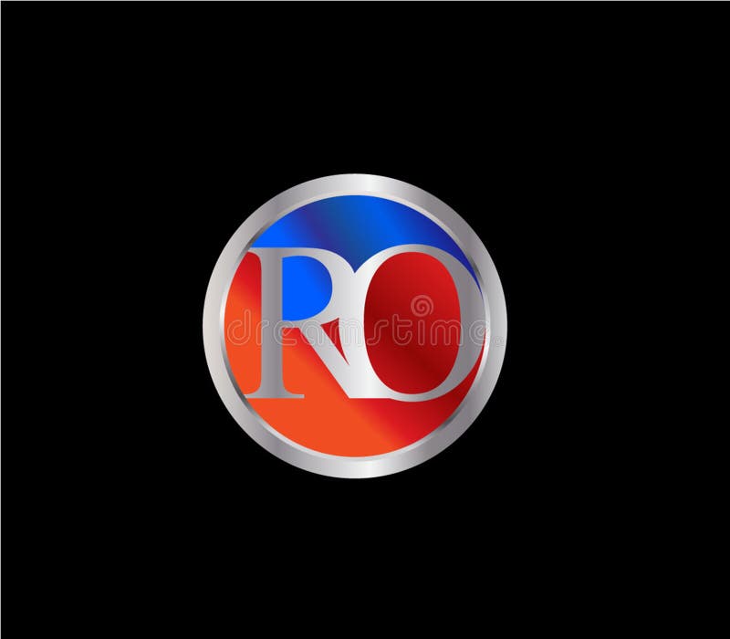 RO Initial Circle Shape Silver Red Blue Color Later Logo DesignCF Stock ...