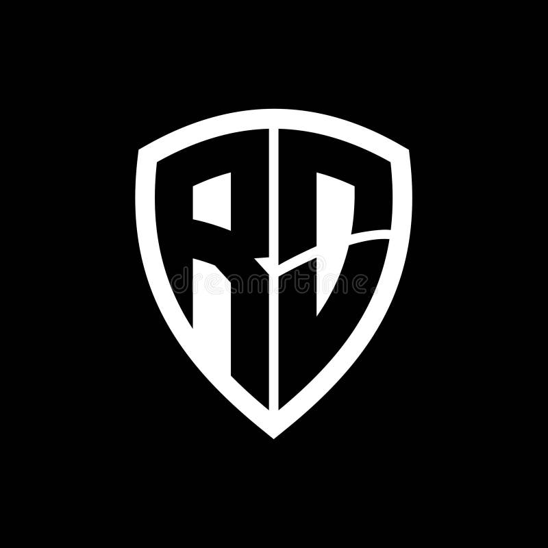 RO Monogram Logo with Bold Letters Shield Shape with Black and White ...