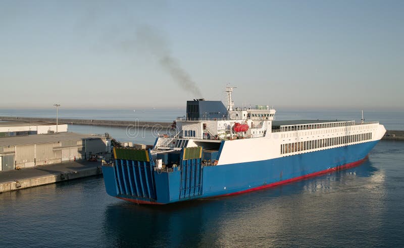Big Roro Vessel Enter In Genova Harbour Stock Image - Image of roro ...